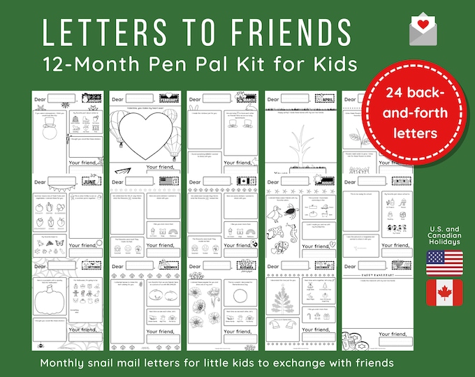 Pen Pal Letters for Little Kids to Exchange With Friends, Classmates ...
