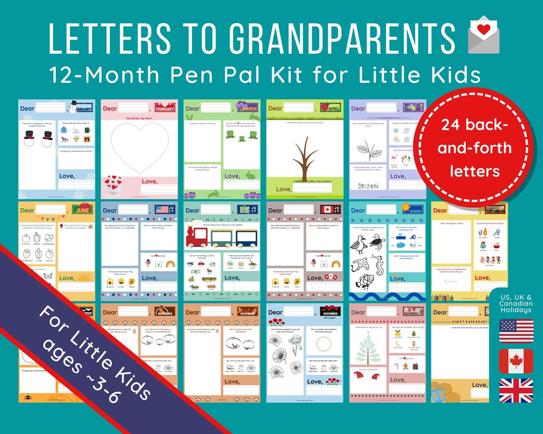 Pen Pal Stationery Kit for Kids and Grandparents | Snail Mail Letter ...