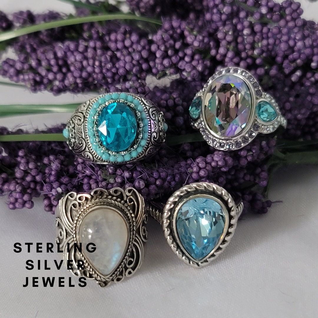 Sterling Silver Gemstone Rings Average Size 8 - Etsy