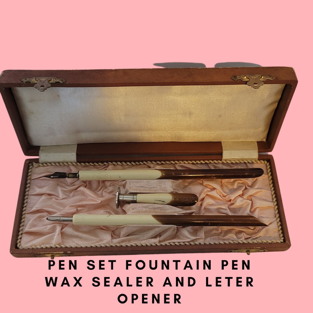 Writing Desk Set Bakelite Fountain Pen/wax Sealer/ Letter Opener - Etsy