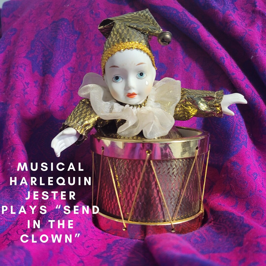 Doll Porcelain Musical Jester by Harlequin Plays "send in the Clowns ...