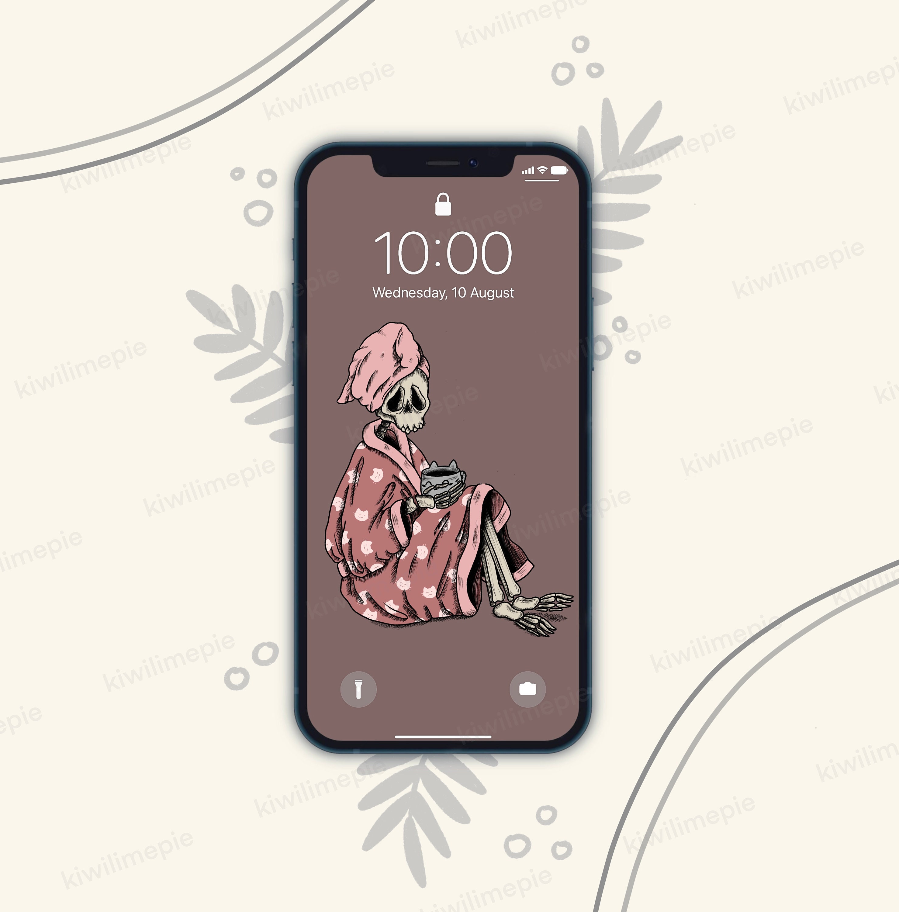Cosy Skeleton Phone Wallpaper Background Digital Download, Skeleton ...