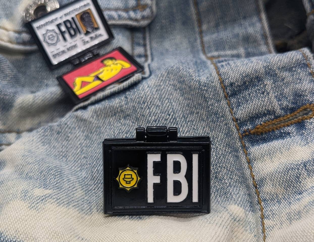 FBI Pin Badge the Simpsons Folding Enamel Pin Badge Agent - Etsy