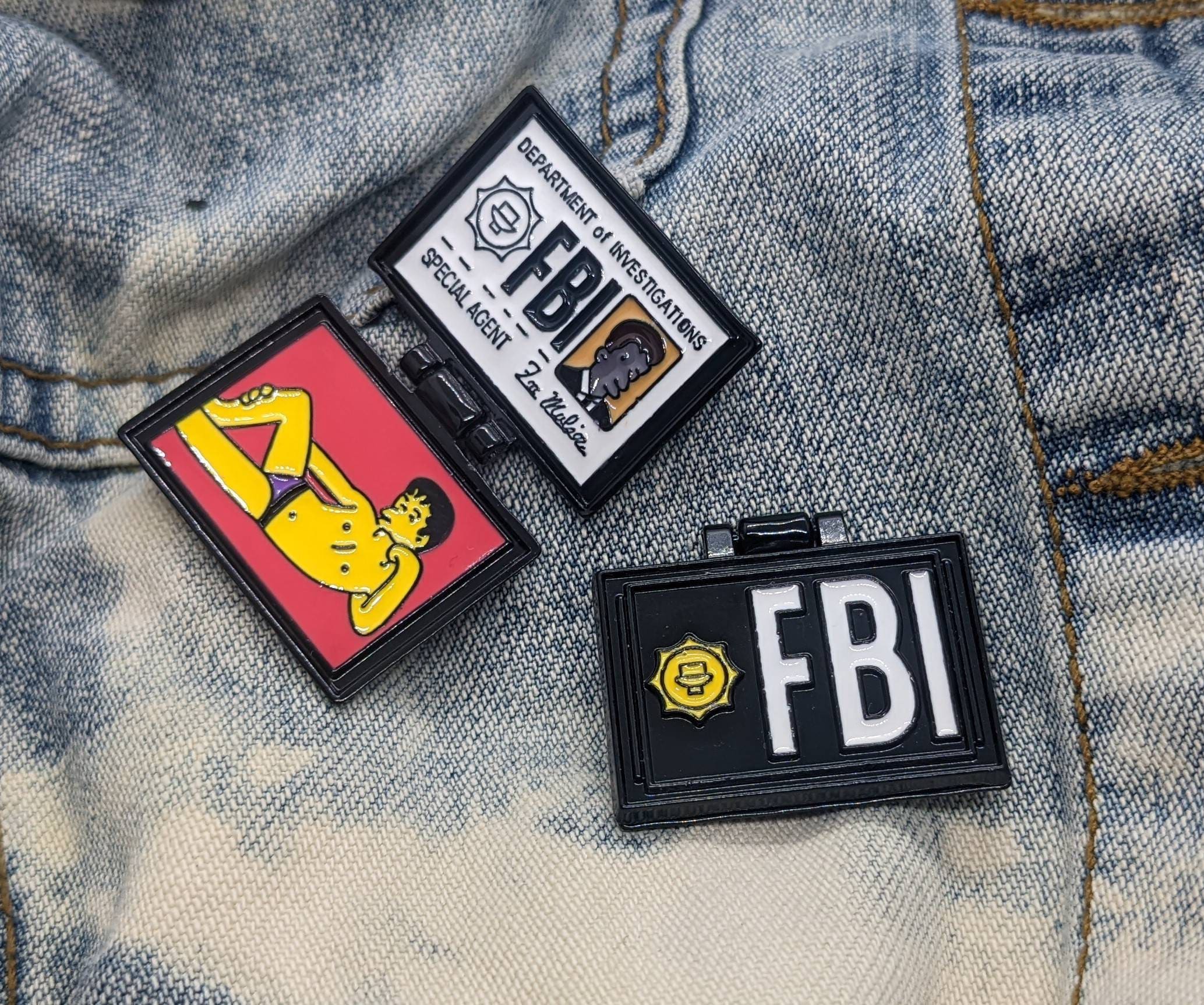 FBI Pin Badge the Simpsons Folding Enamel Pin Badge Agent - Etsy