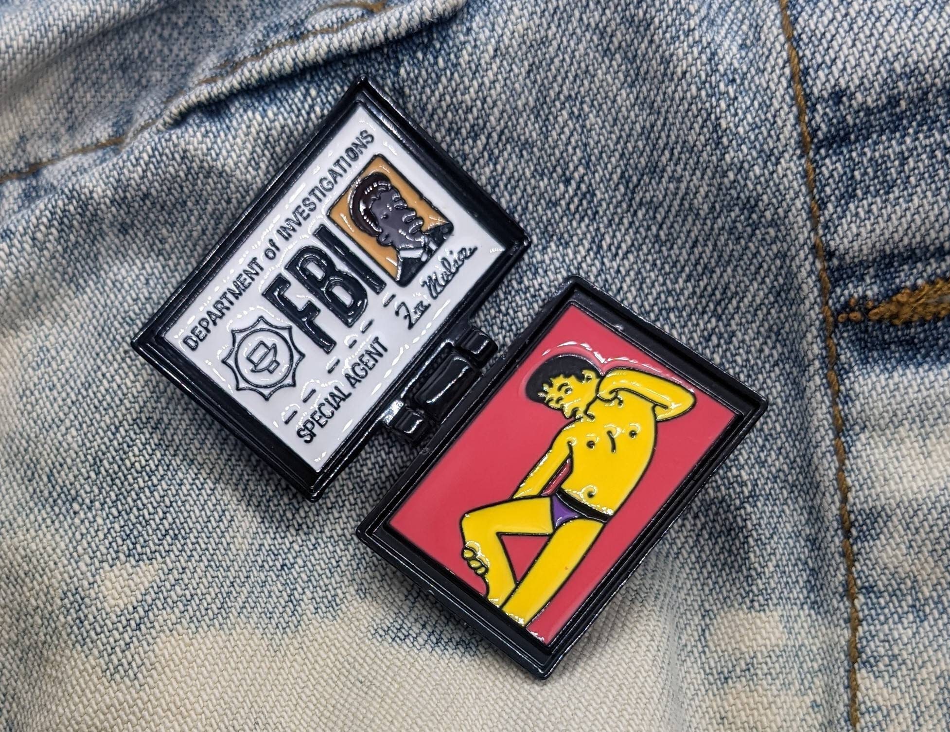 FBI Pin Badge the Simpsons Folding Enamel Pin Badge Agent - Etsy