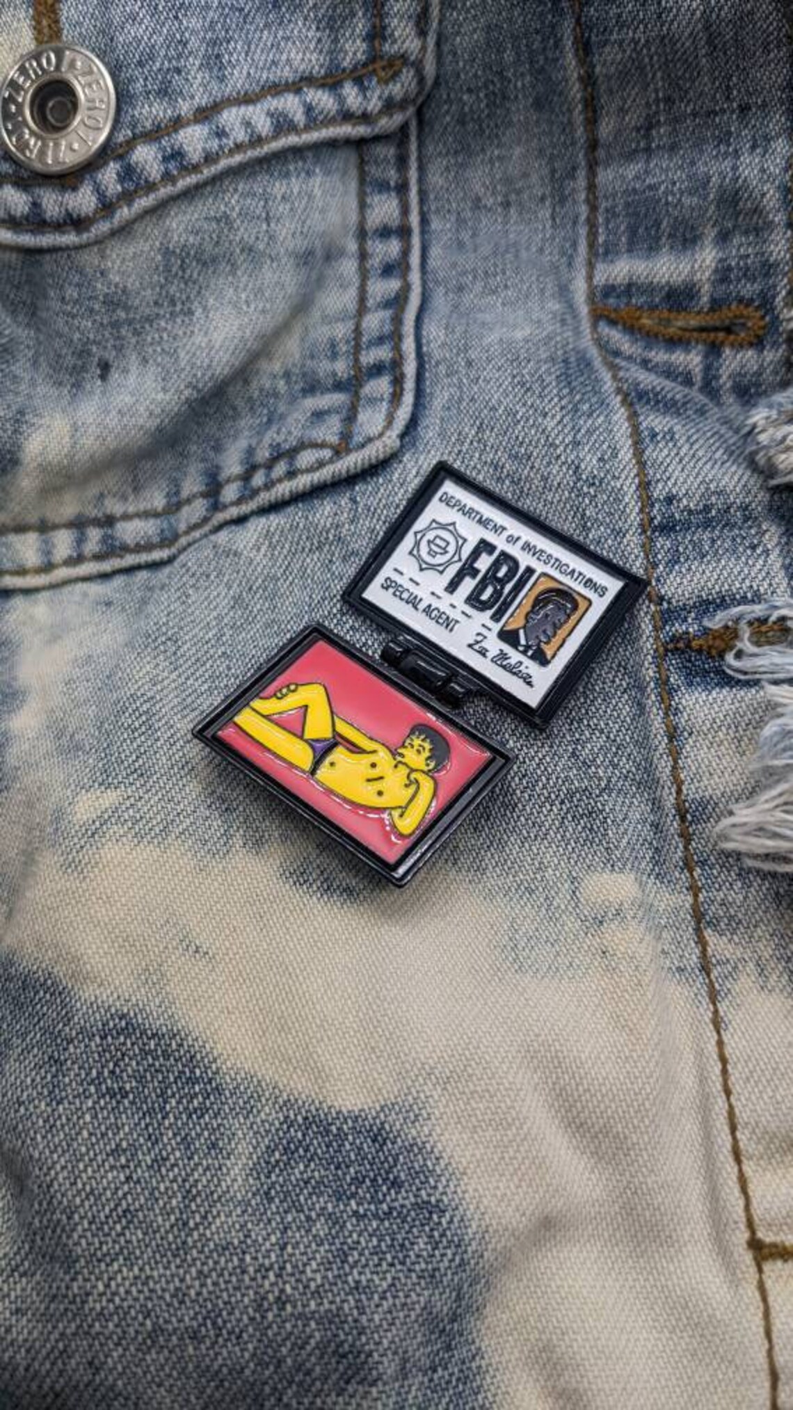 FBI Pin Badge the Simpsons Folding Enamel Pin Badge Agent - Etsy