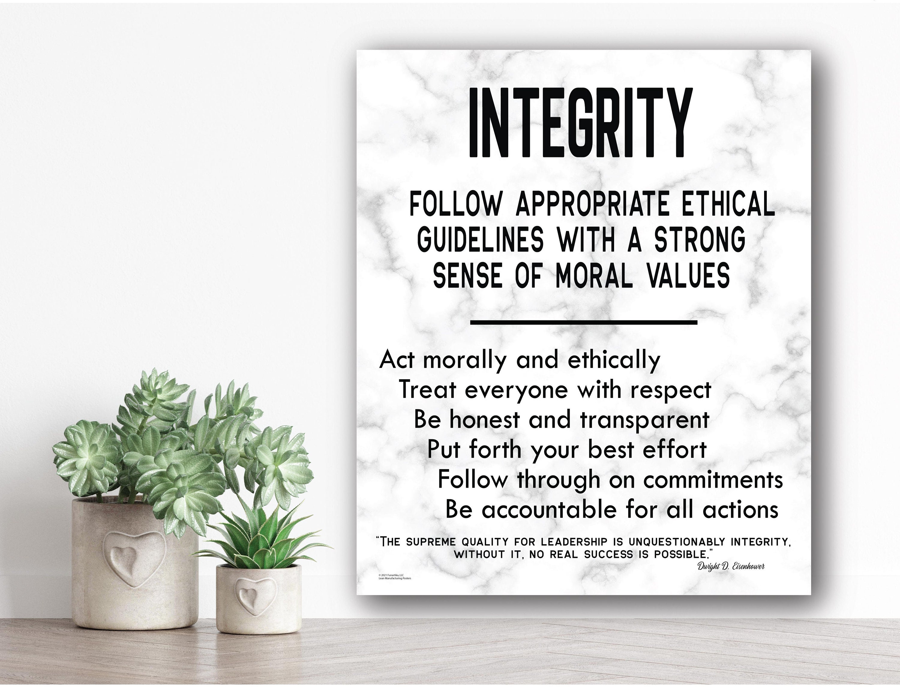 Integrity Motivational Educational Art, Inspirational Quote, Black on ...