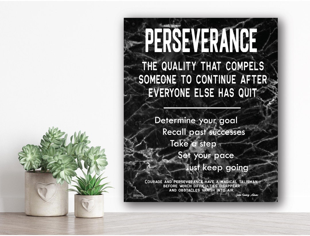 Perseverance - Motivational Educational Art, Inspirational Quote, White ...