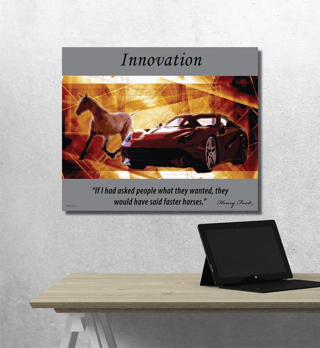 Innovation, Henry Ford Quote, Poster, Canvas, Horizon, Home & Office ...