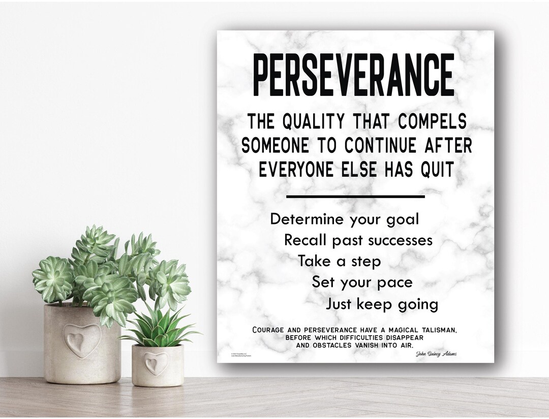 Perseverance - Motivational Educational Art, Inspirational Quote, Black ...