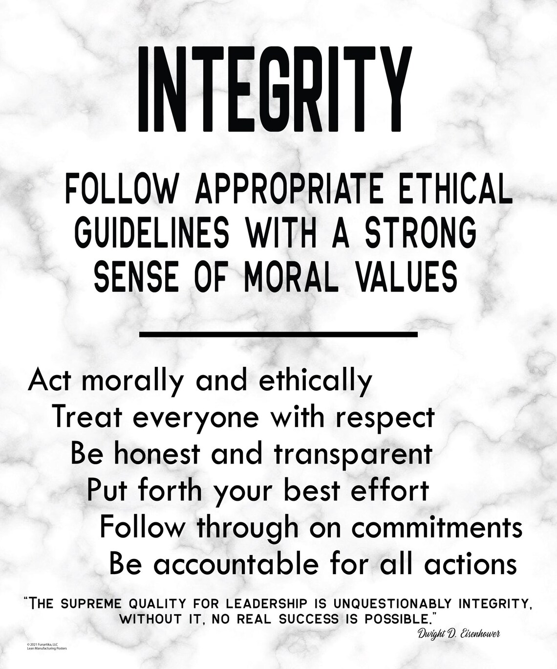 Integrity Motivational Educational Art, Inspirational Quote, Black on ...