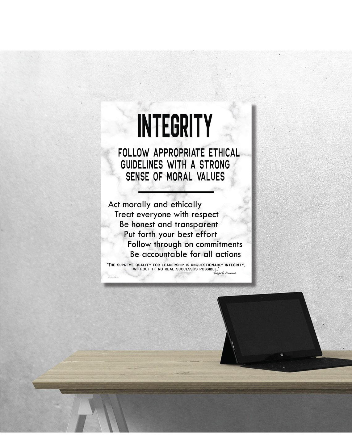 Integrity - Motivational Educational Art, Inspirational Quote, Black on ...