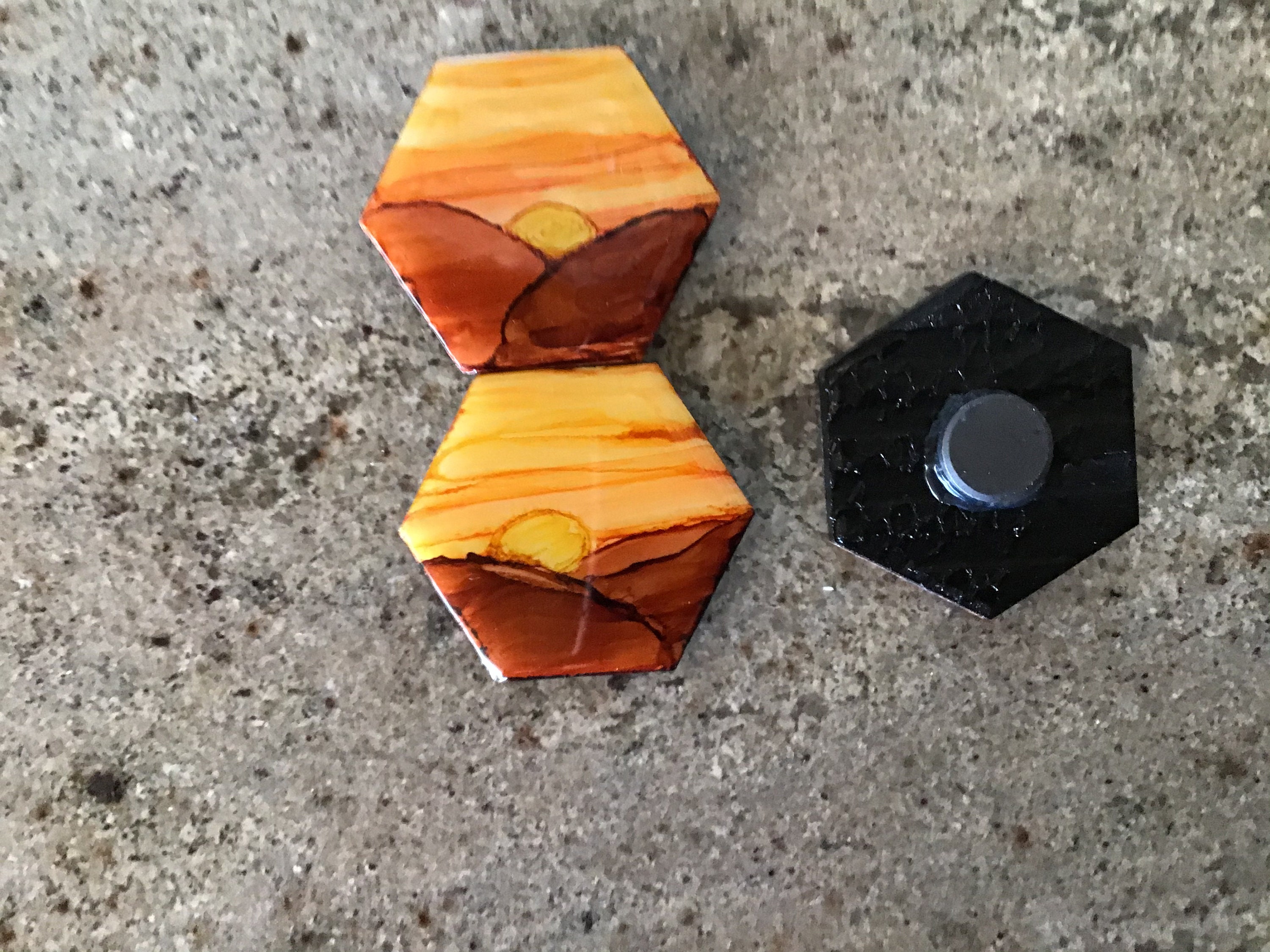 Hand Painted Ceramic Tile Magnets, 2-inch Hexagon, Mountain Sunset - Etsy
