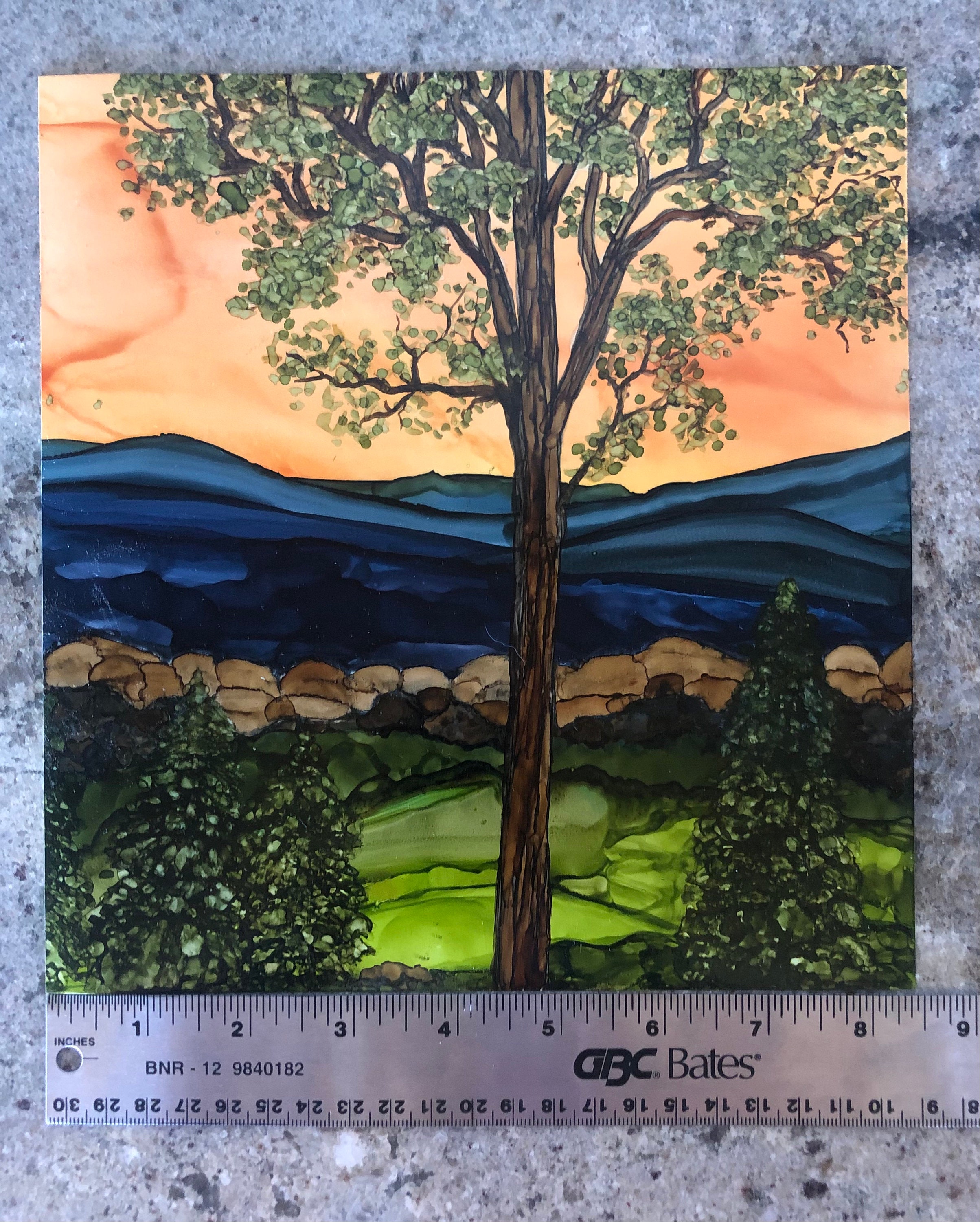 Original Tree Landscape Painting, Framed in Black 9x9 Shadow Box - Etsy
