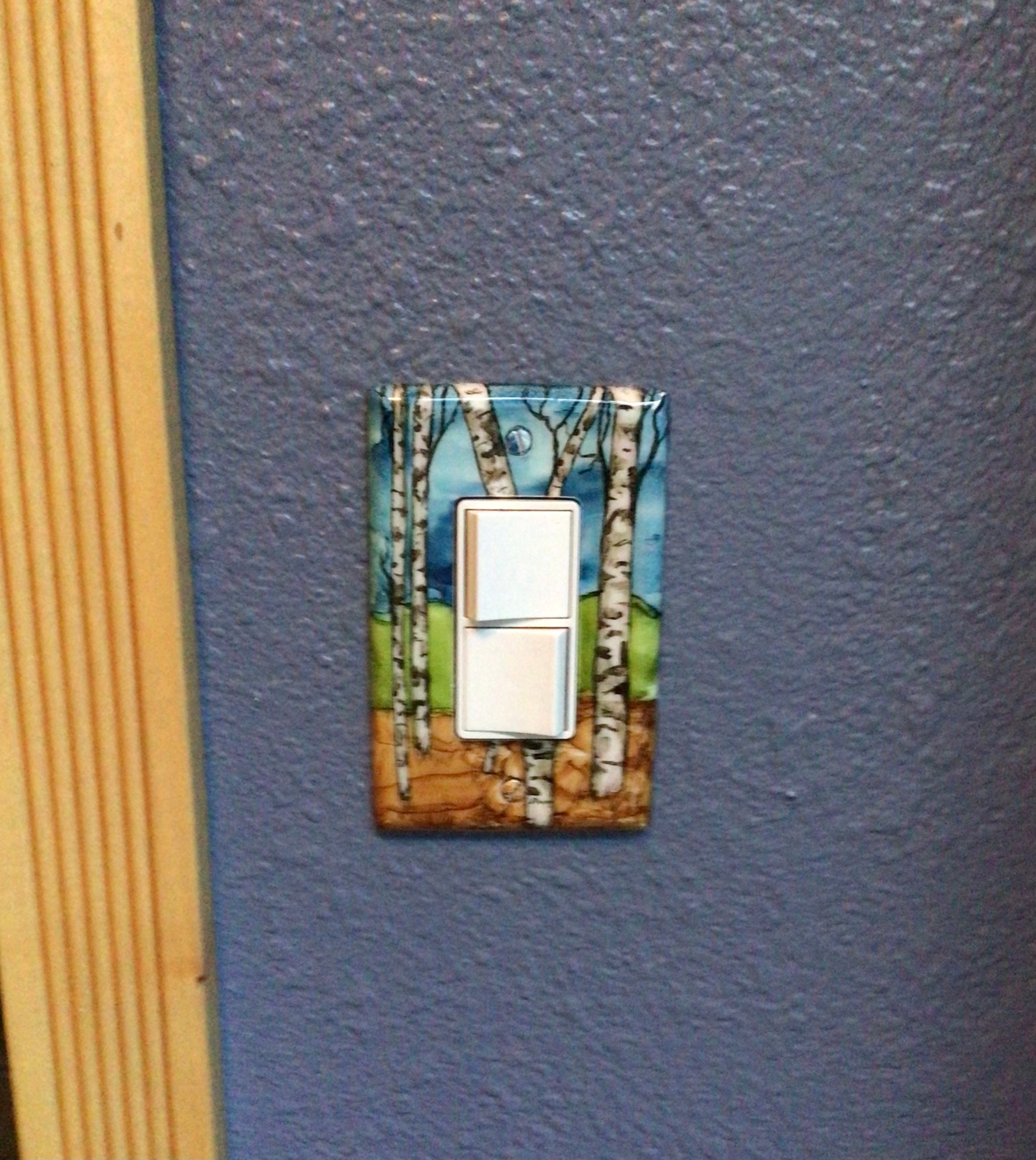 Hand Painted Outlet Cover, Birch Trees, Aspen Trees, Alcohol Ink ...
