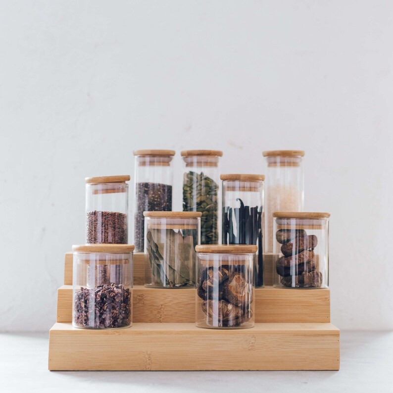 Stackable Glass Jar Canister With Wooden Lid and Silicone Seal - Etsy