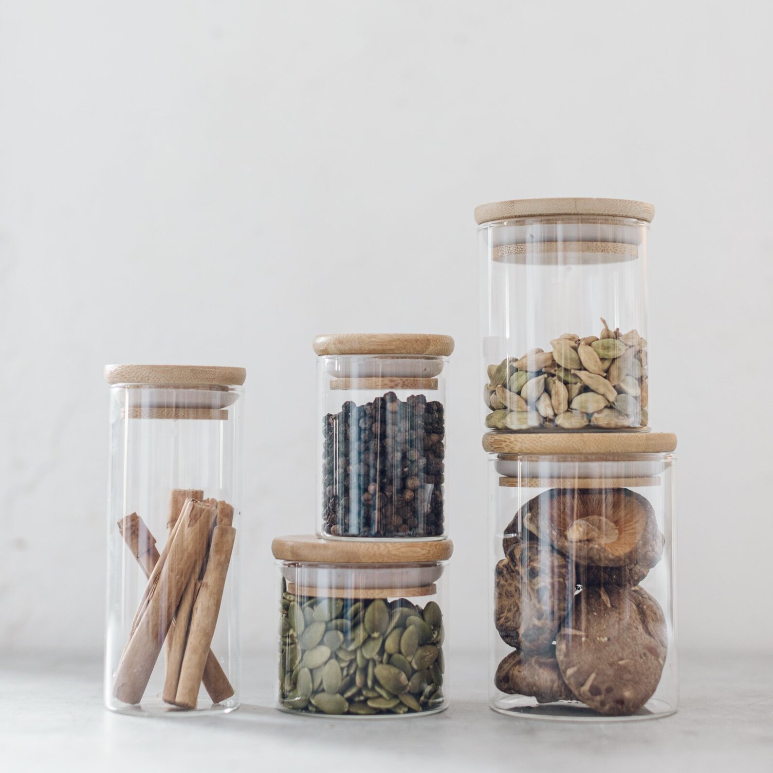 Stackable Glass Jar Canister With Wooden Lid and Silicone Seal - Etsy