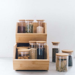 Bamboo Stackable Storage Cubes, Mini Bins for Organizing Spices, Jars ...