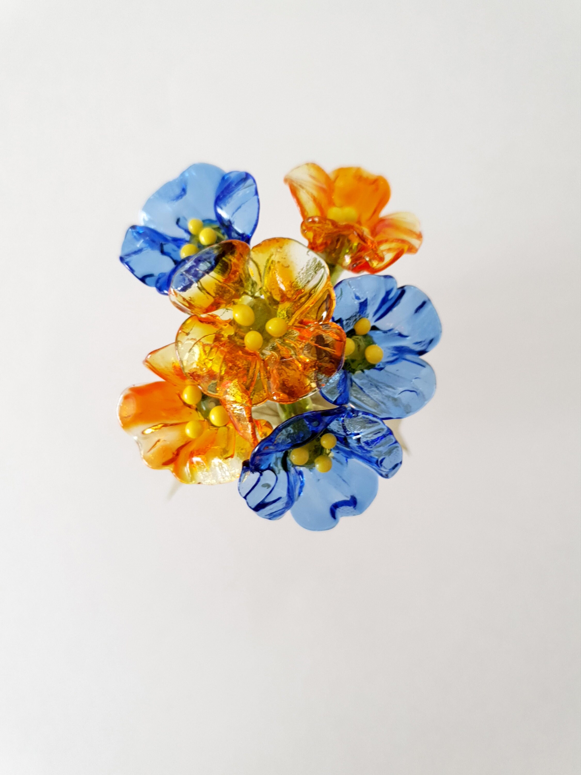 Lampwork Spring Flowers Bunch (set of 6 Stems and 1 Vase)/ Colorful ...
