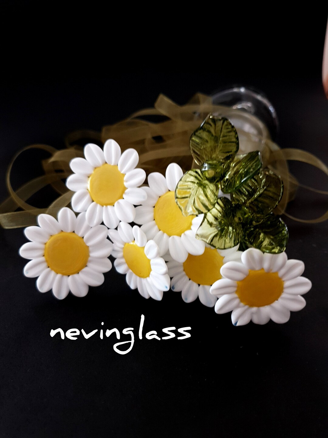 Lampwork Daisy Bunch (set of 8) /colorful Handmade Lampwork Glass ...