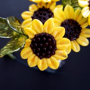 Lampwork Sunflower Bunch (set of 10) /colorful Handmade Lampwork Glass ...