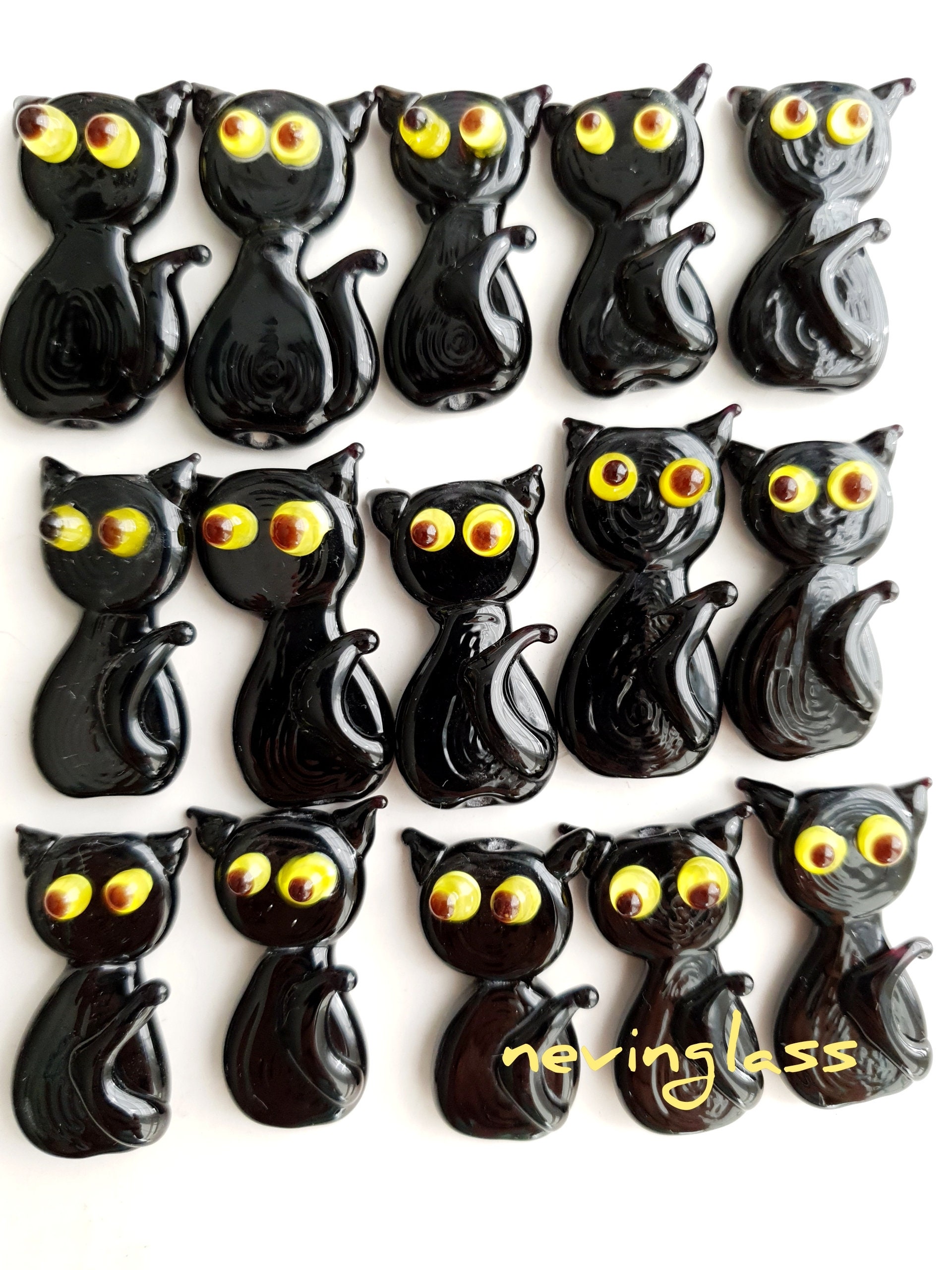 Set of 25 Handmade Glass Cats - Etsy