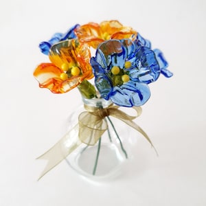 Lampwork Spring Flowers Bunch (set of 6 Stems and 1 Vase)/ Colorful ...