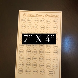 52 Week Penny Challenge 7” X 4” Savings Tracker | Printable| INSTANT ...