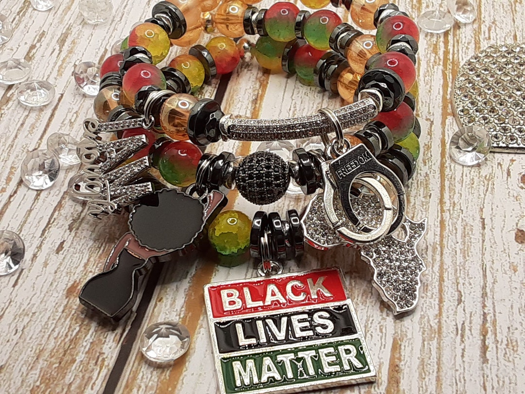 Juneteenth Charm Bracelet Set: Handmade Beaded Jewelry - Etsy