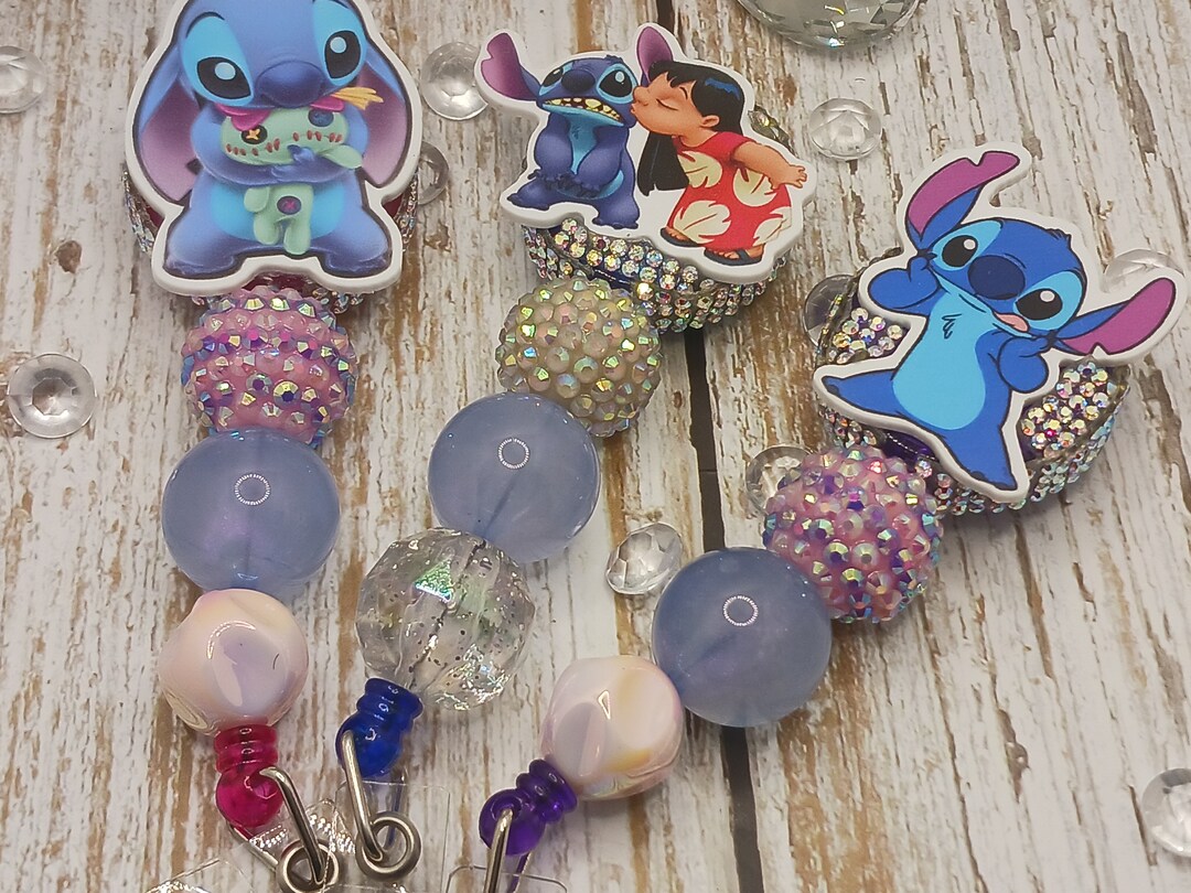 Lilo & Stitch Badge Reel: Beaded Retractable ID Badge - Etsy