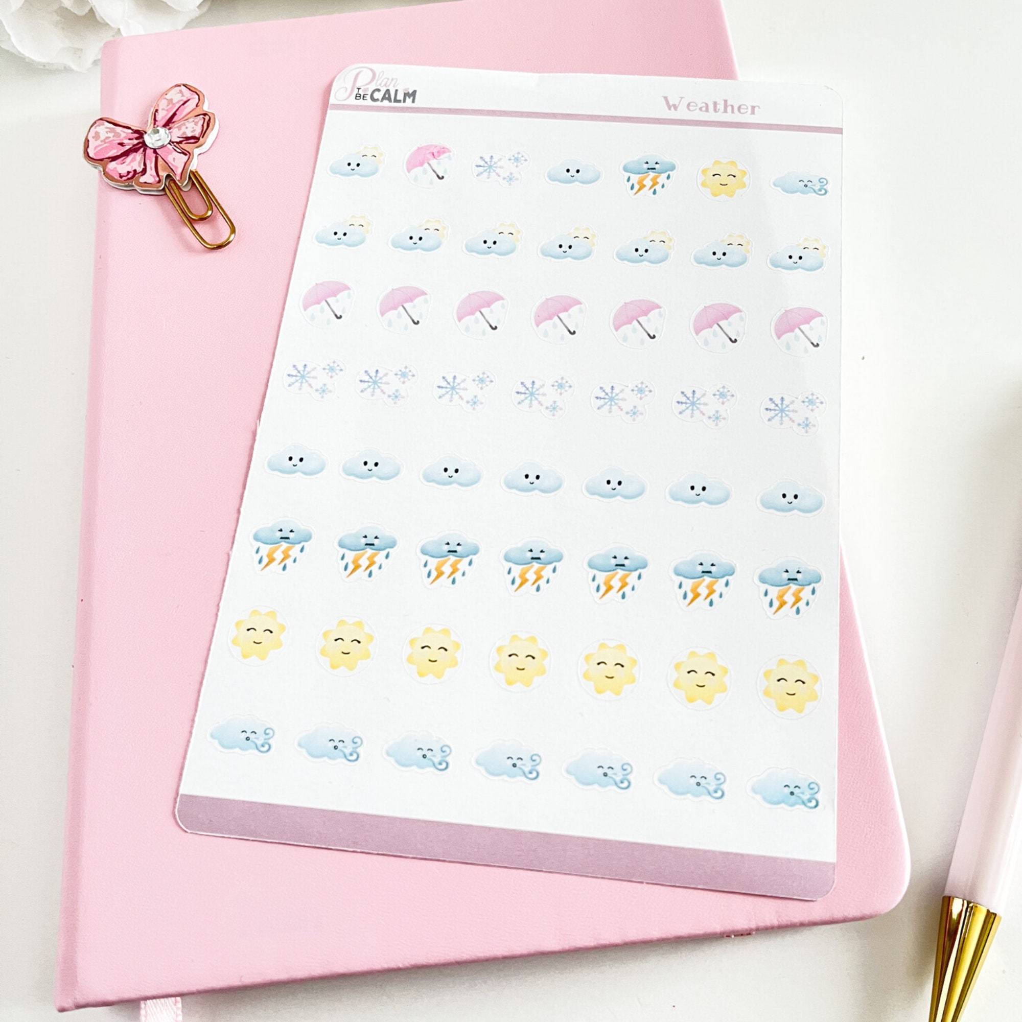 Cute Kawaii Weather Tracking Stickers, Mini Weather Stickers for ...
