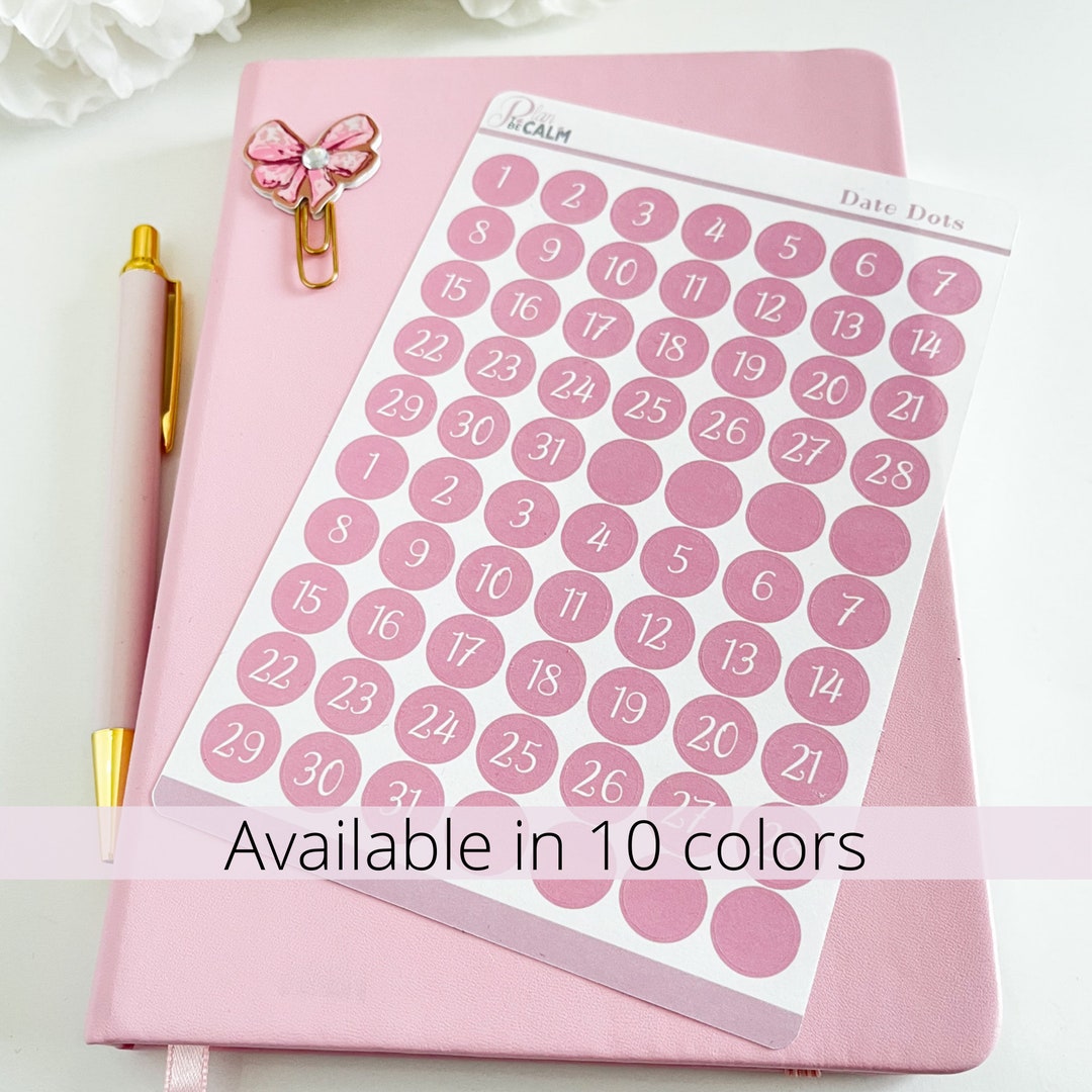 Large Multicolor Date Dot, .4 Inch Pastel Round Dots, Planner or ...