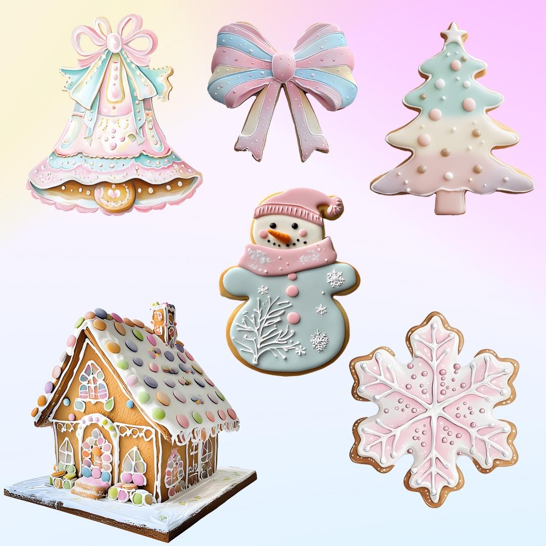 Pastel Gingerbread House Clipart | Pastel Christmas Candy Clipart ...
