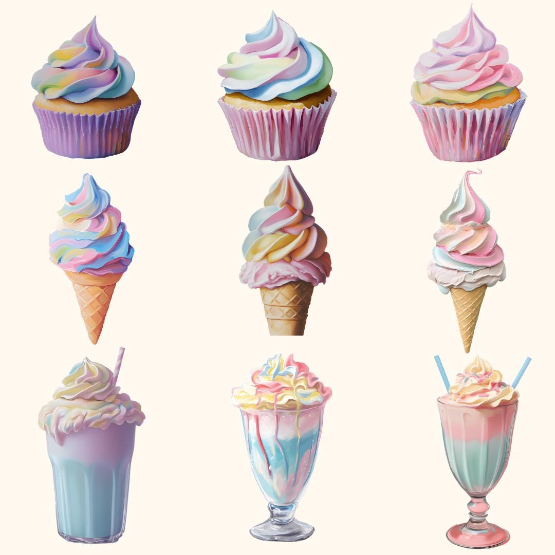 Sweet Treats Pastel Clipart | Clipart Patisserie | Cute Candy Pastel ...
