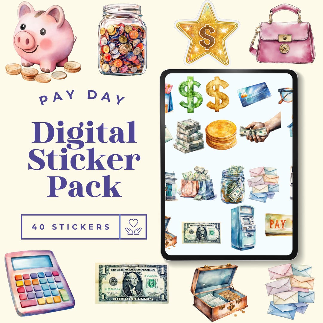 Pay Day Digital Stickers Finance Planner Clipart for Budgeting Cute ...