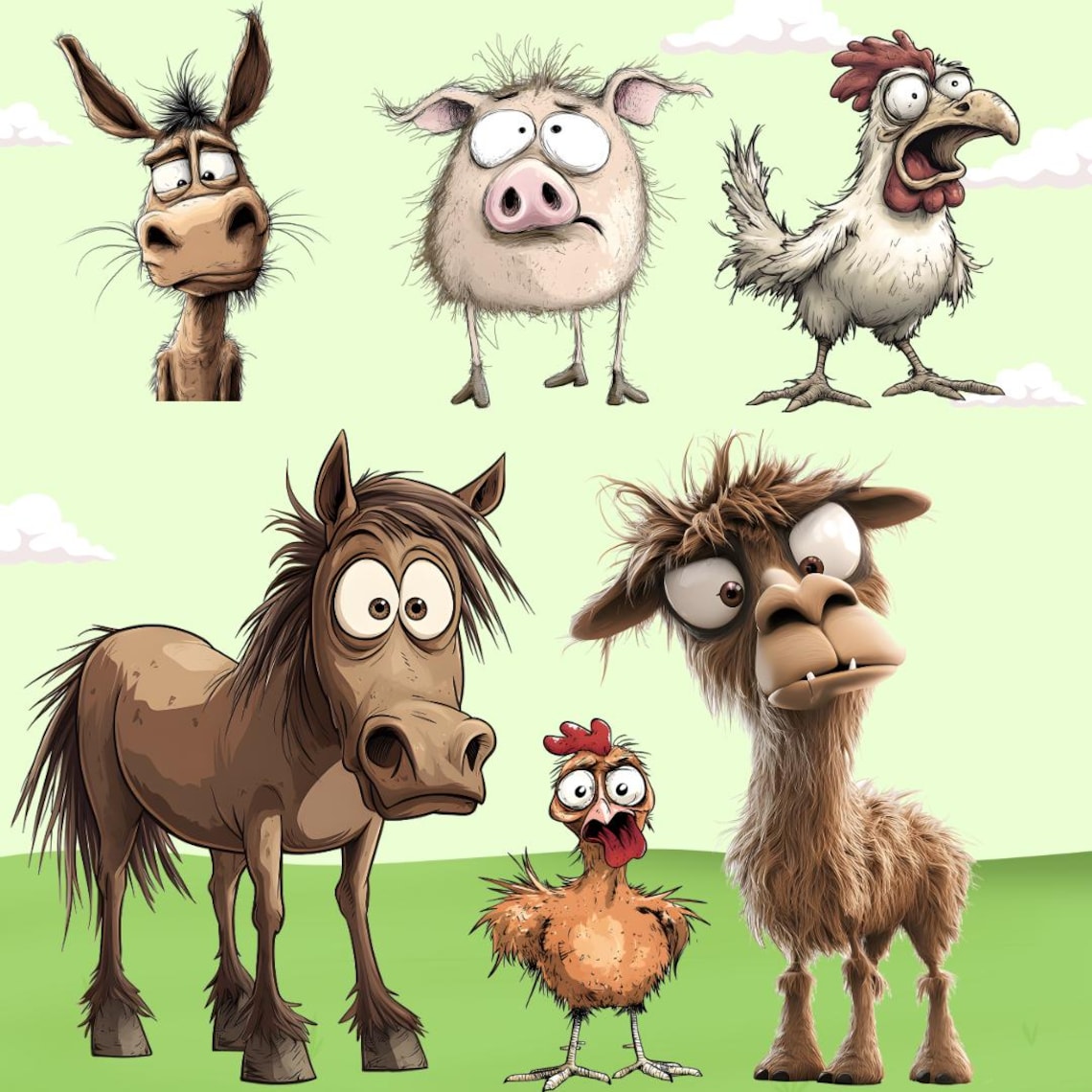 Quirky Farm Animal Clipart | Funny Farm Animal Clipart | Clipart Farm ...