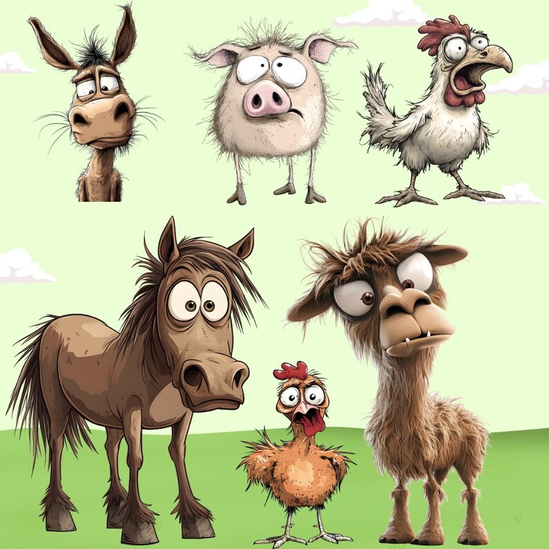 Quirky Farm Animal Clipart | Funny Farm Animal Clipart | Clipart Farm ...