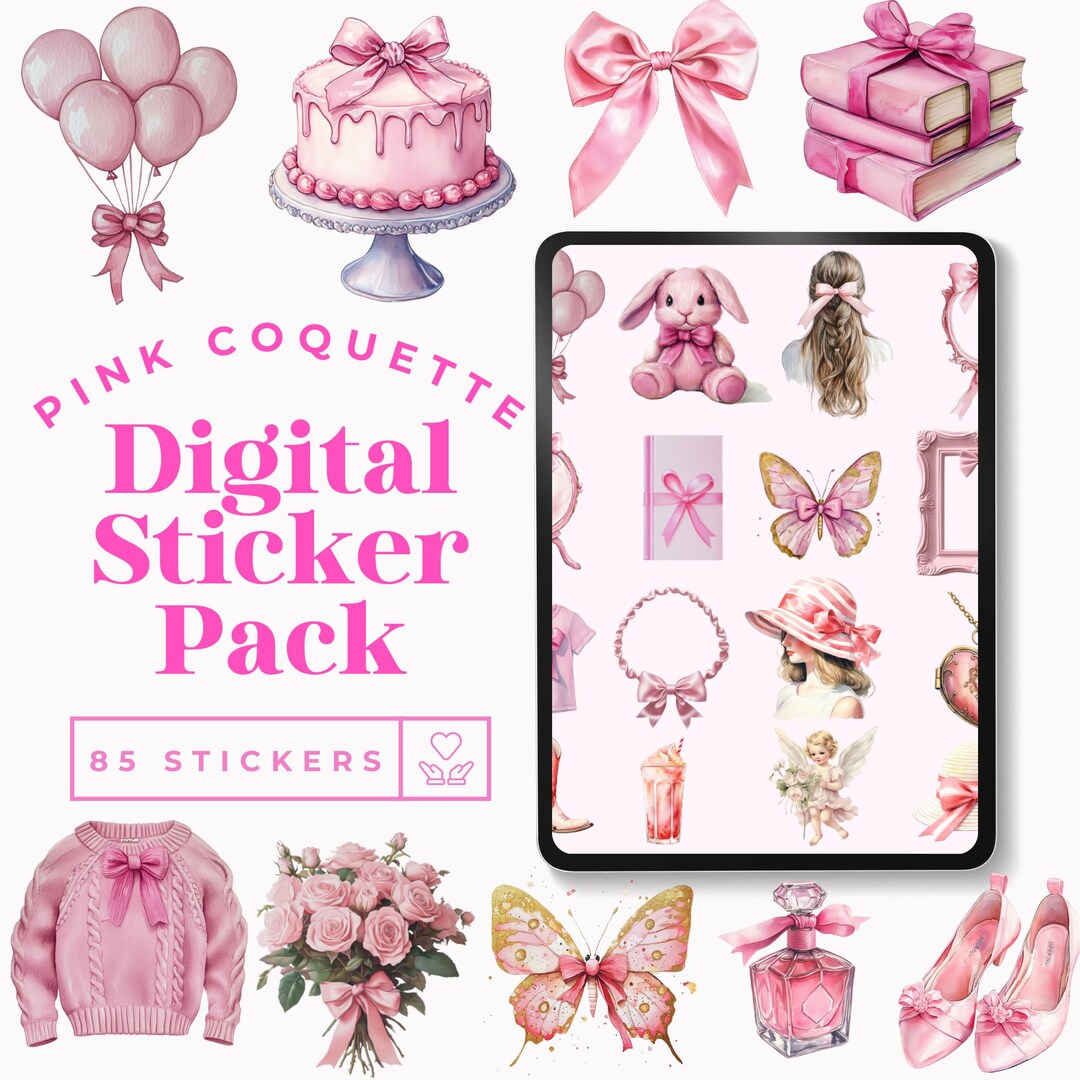 85 Aesthetic Digital Stickers Goodnotes - Pink Coquette Onenote Sticker ...