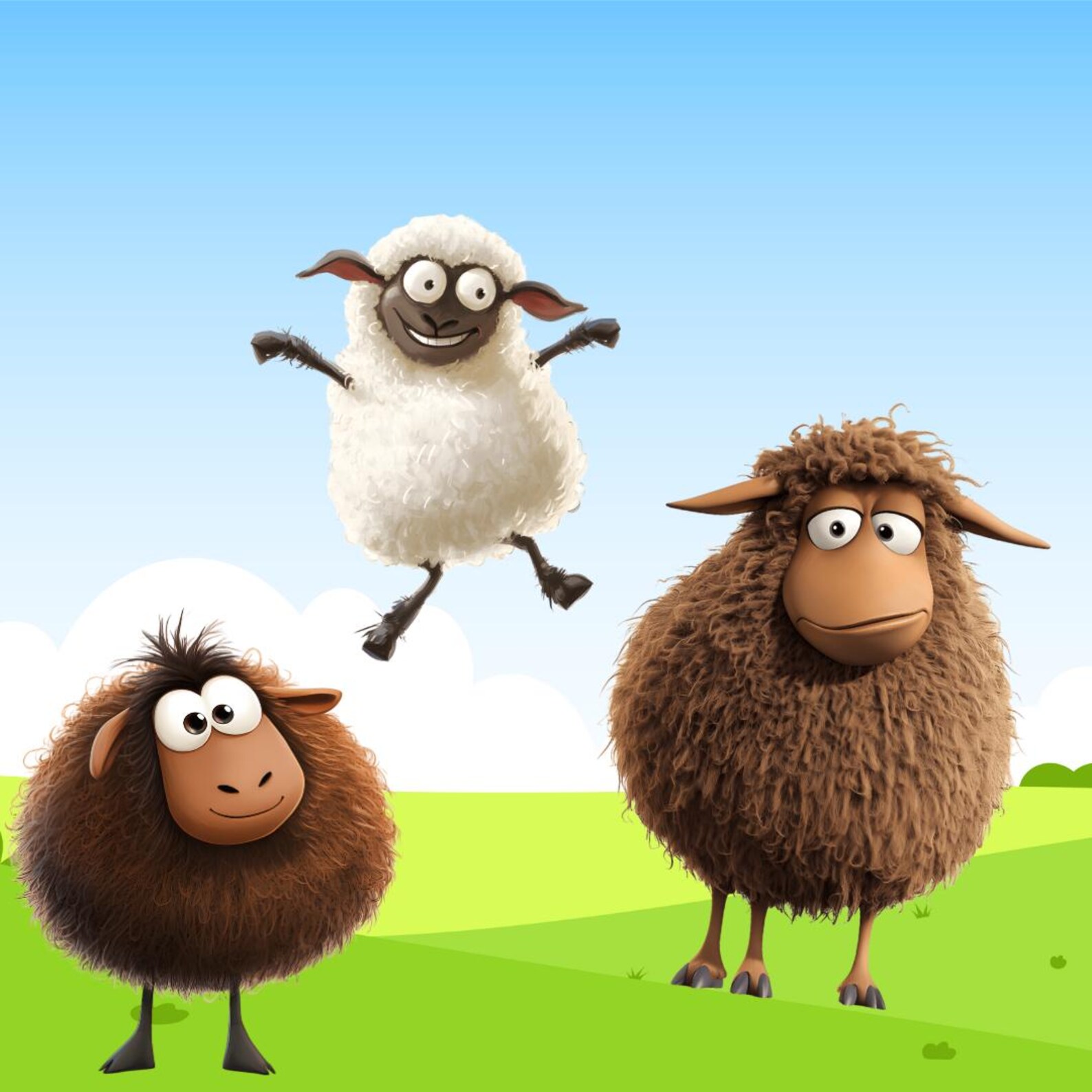 Quirky Farm Animals Clipart, Funny Sheep PNG, Silly Farm Animal Art ...