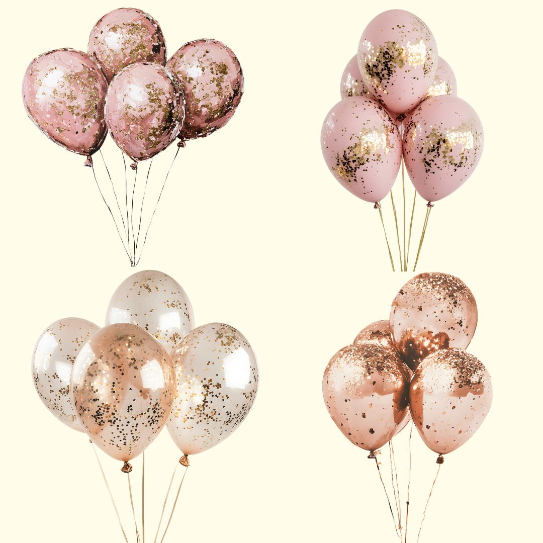 Glitter Balloons Clipart Watercolor Balloons Clipart Pink Gold Balloons ...