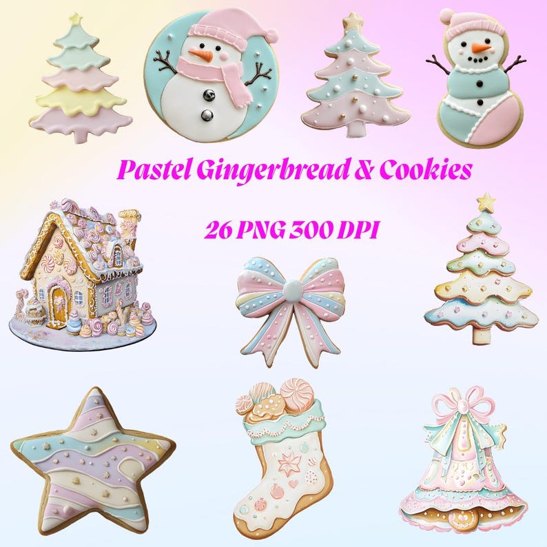 Pastel Gingerbread House Clipart Pastel Christmas Candy Clipart Sweet ...