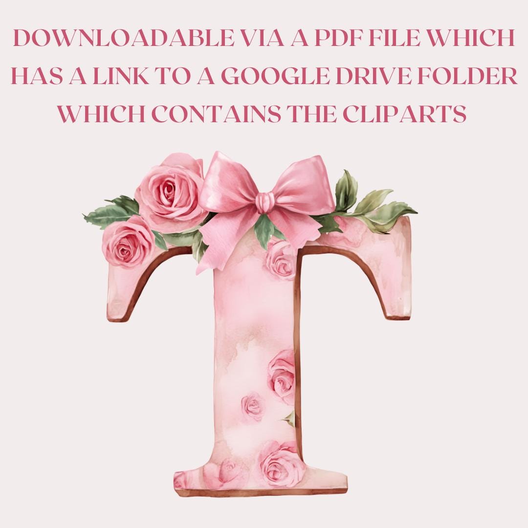 Watercolor Floral Alphabet Collection Clipart, 36 PNG Pink Alphabet ...