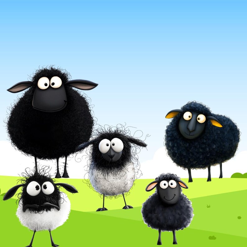 Quirky Farm Animals Clipart, Funny Sheep PNG, Silly Farm Animal Art ...