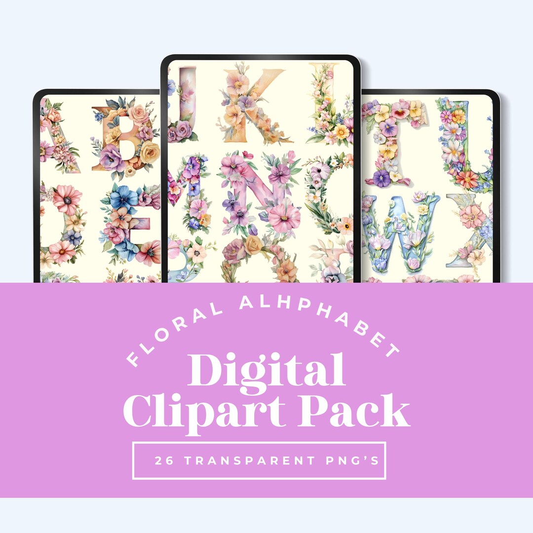 Pastel Floral Monogram Png Alphabet Watercolor Png Watercolor Pastel ...