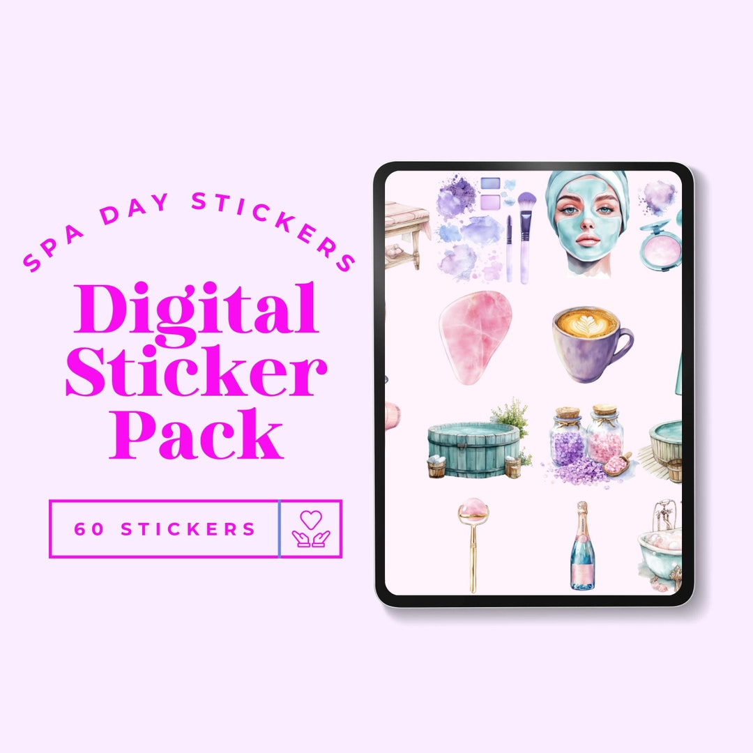 60 Spa Day Clipart, Aesthetic Digital Planner Stickers, Self Care ...