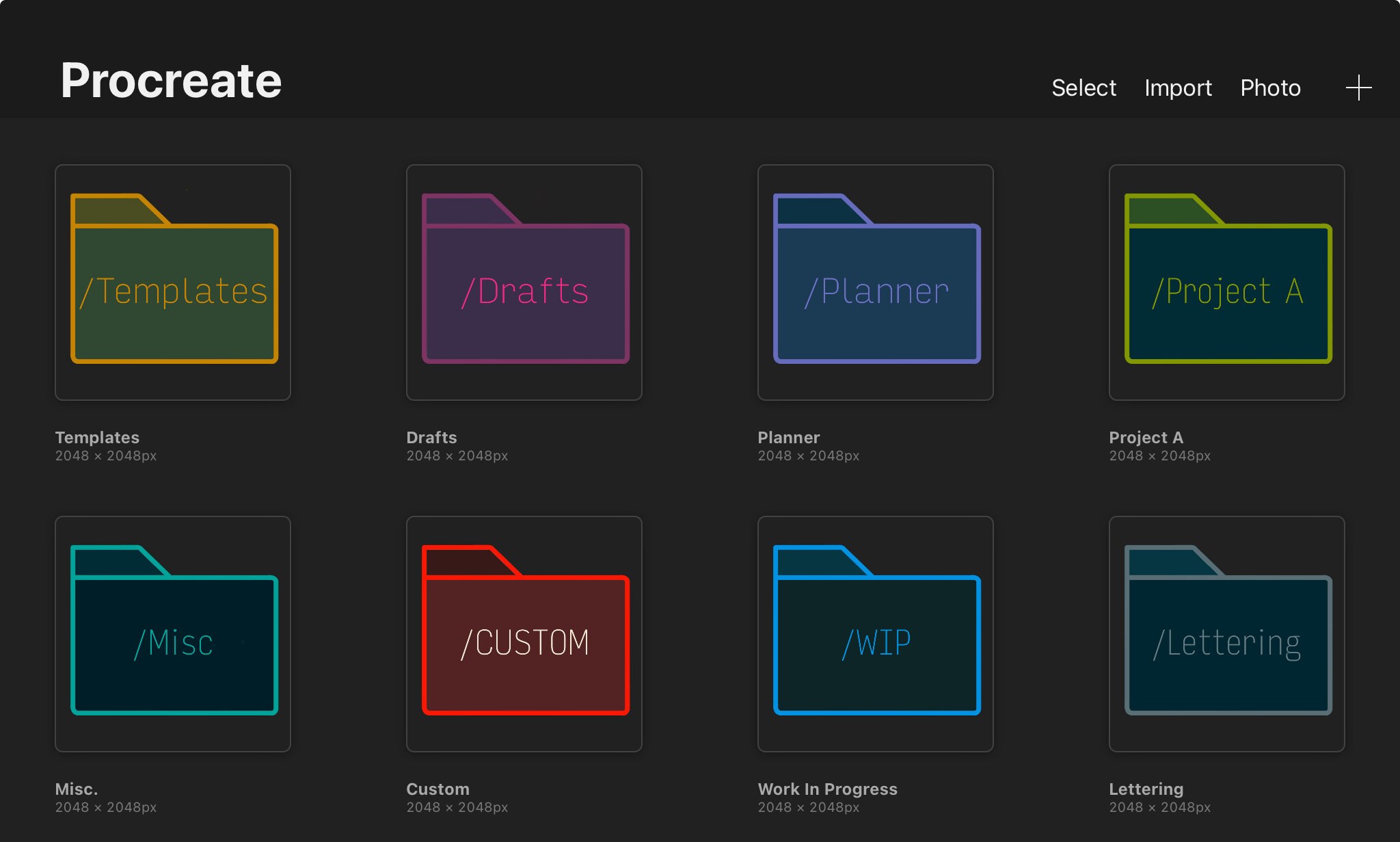Procreate Folders • 8 Folder Icons for Organizing and Labeling ...