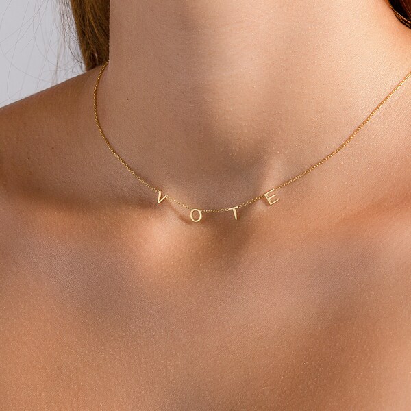 Gold Letter Necklace - Etsy