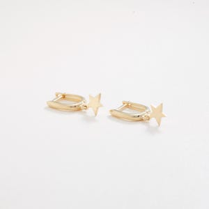 14k Gold Star Hoop Earrings in 925 Sterling Silver - Minimalist ...