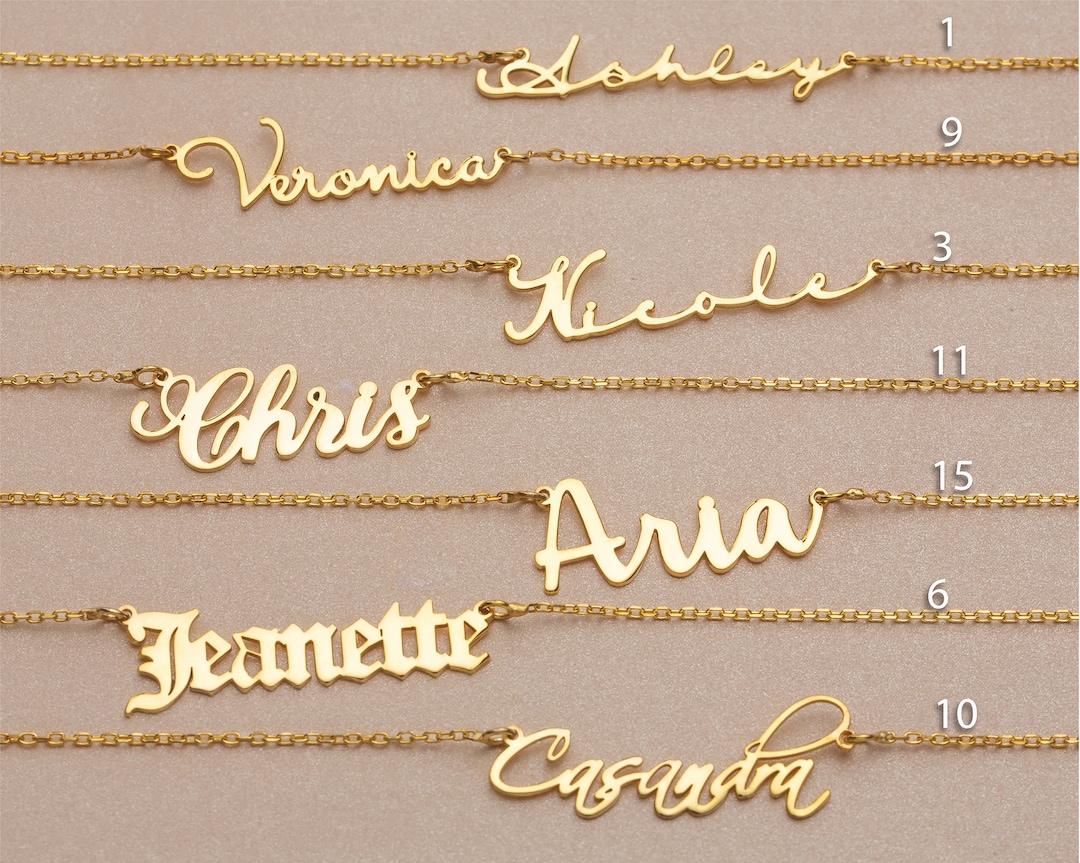 14K Gold Name Necklace, Personalized Gold Necklace, Custom Name ...