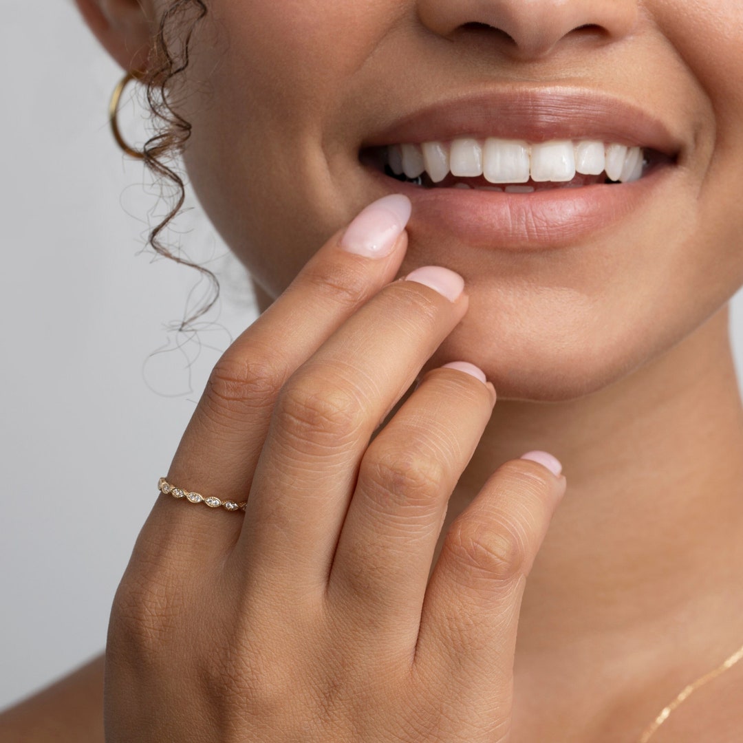 Marquise Stackable Ring, 14K Gold Marquise Stackable Ring, Stacking ...